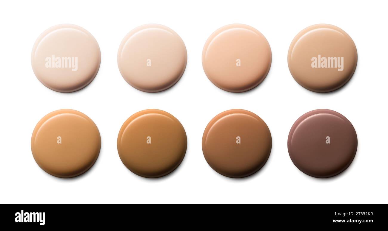 Foundation range in round texture shapes isolated on white background ...
