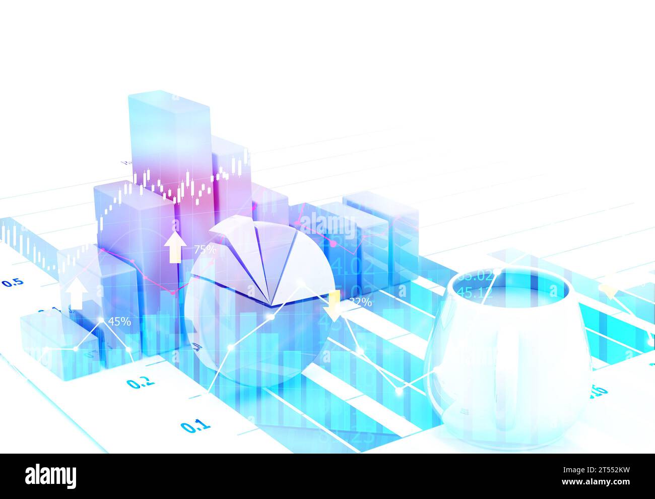 Finance background with abstract Growth graph chart. 3d illustration ...