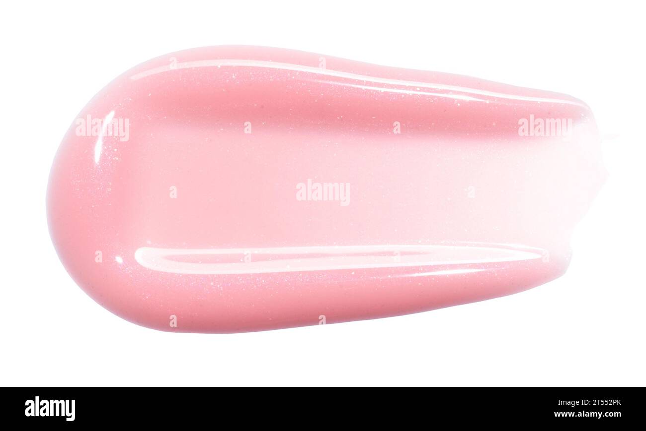 Pink lip gloss texture isolated on white background. Smudged cosmetic ...