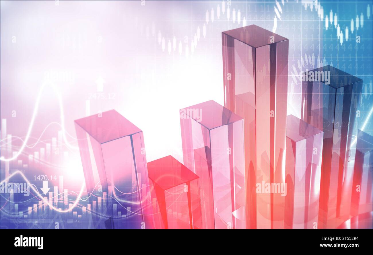 Finance background with abstract Growth graph chart. 3d illustration ...