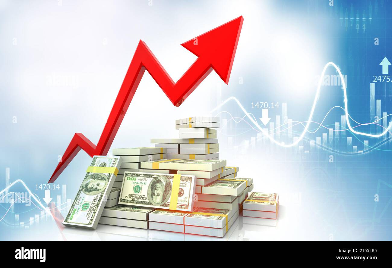 Dollar with Stock Market Graph. 3d illustration Stock Photo - Alamy