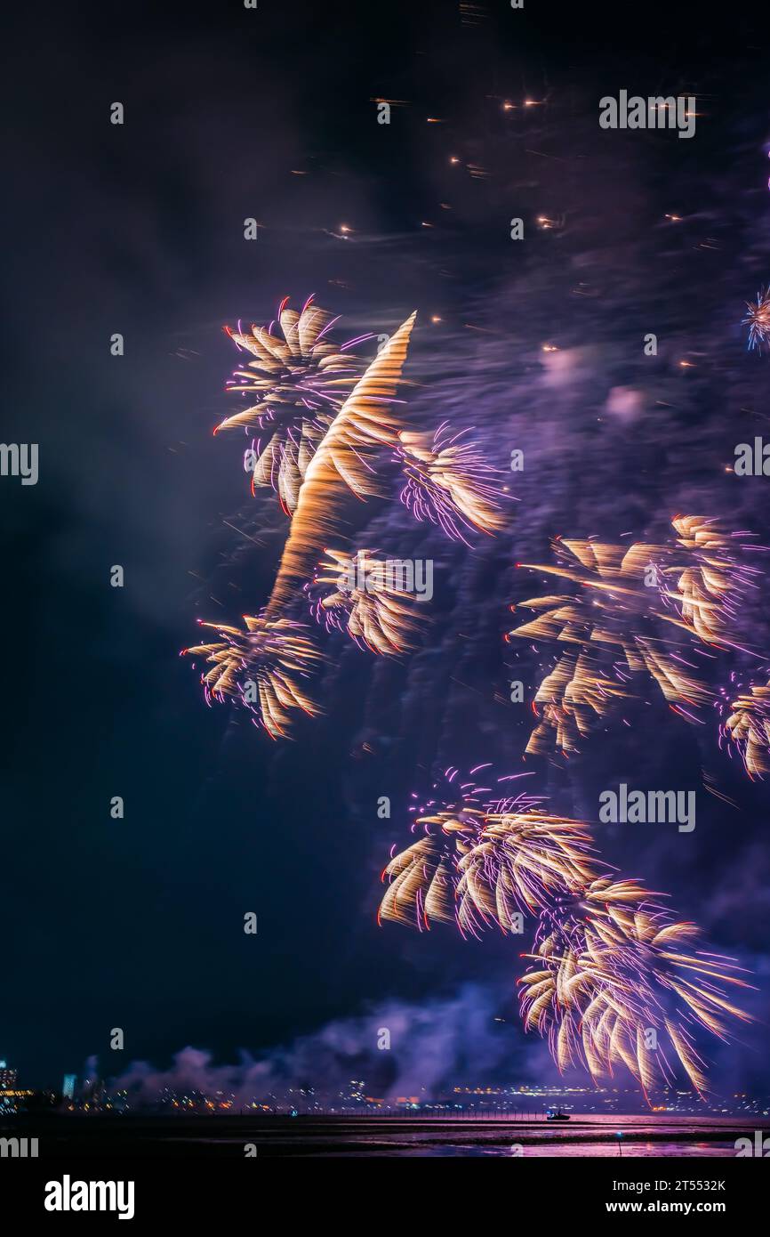 Lake Suwa Fireworks Display Stock Photo - Alamy