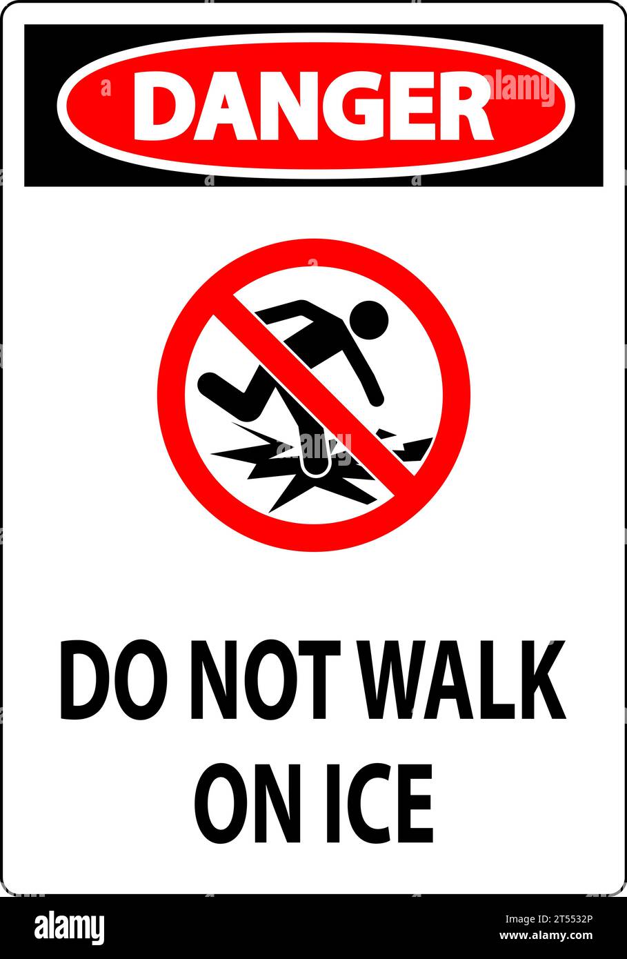 Danger Sign Do Not Walk On Ice Stock Vector Image & Art - Alamy