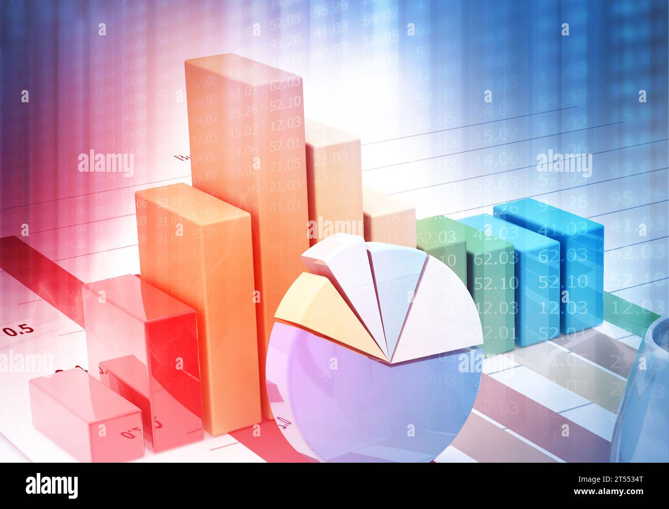 Finance background with abstract Growth graph chart. 3d illustration ...