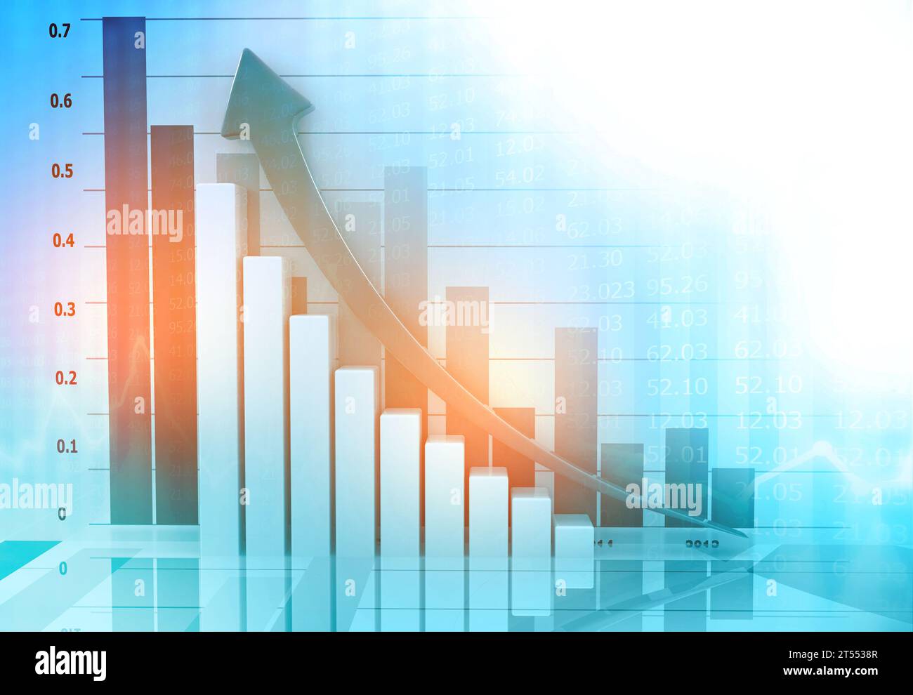 Finance background with abstract Growth graph chart. 3d illustration ...