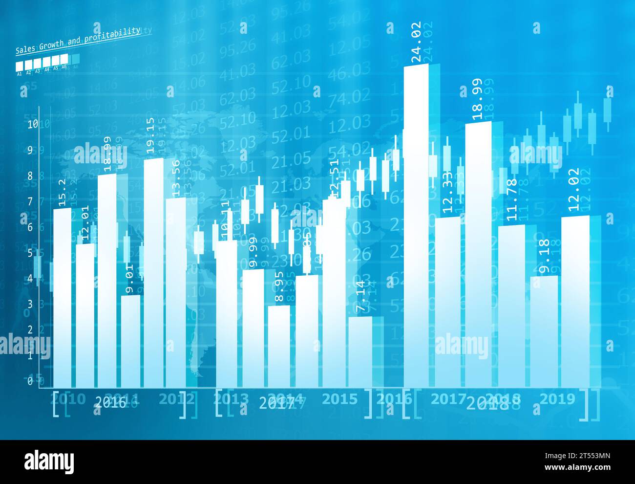 stock market finance graph background with abstract Growth graph chart ...