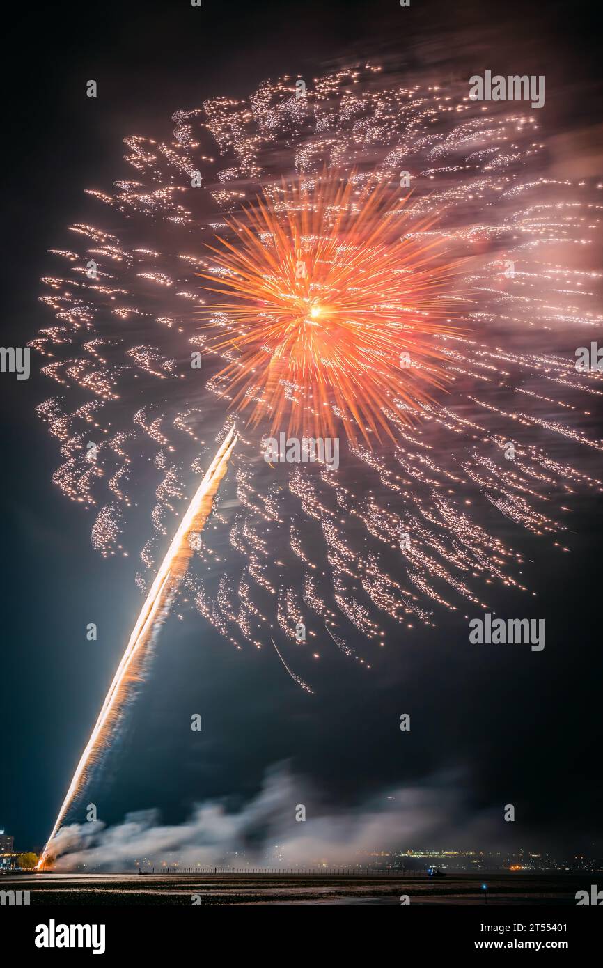 Lake Suwa Fireworks Display Stock Photo - Alamy