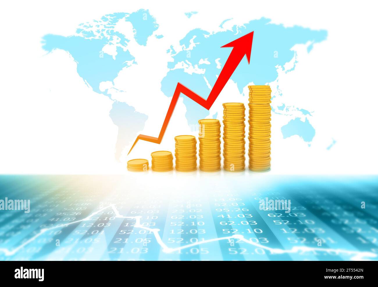 Finance background with abstract Growth graph chart. 3d illustration ...