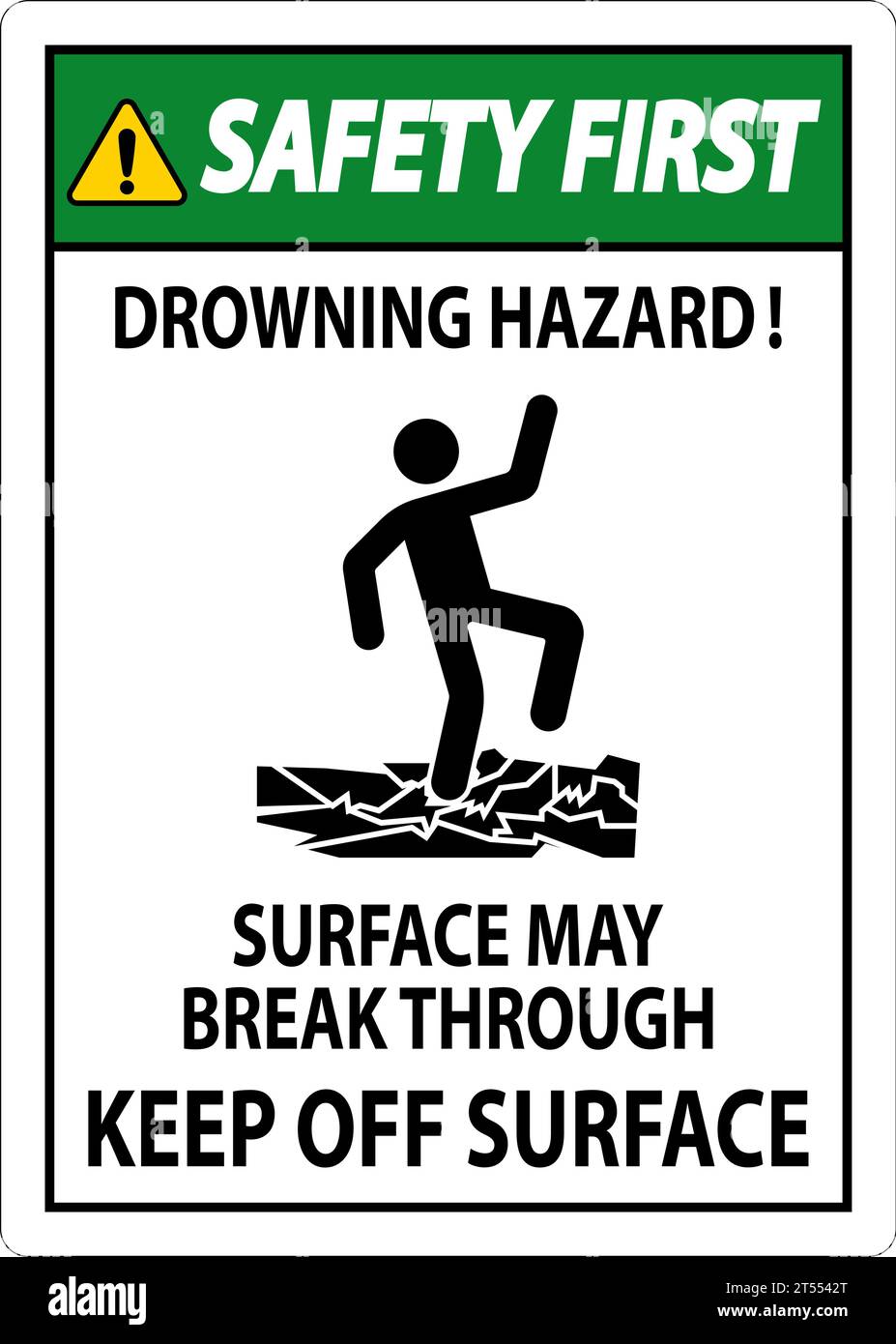 Safety First Sign Drowning Hazard - Surface May Break Through, Keep Off ...