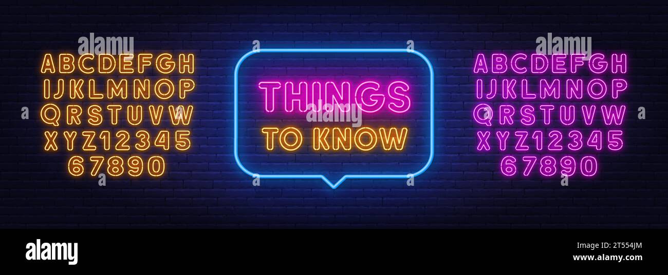 Things to Know neon sign in the speech bubble on brick wall background ...