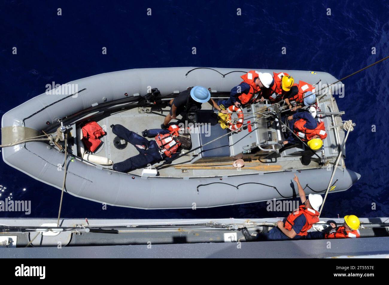 Foreign military, man overboard, people, RHIB, rigid hull inflatable ...