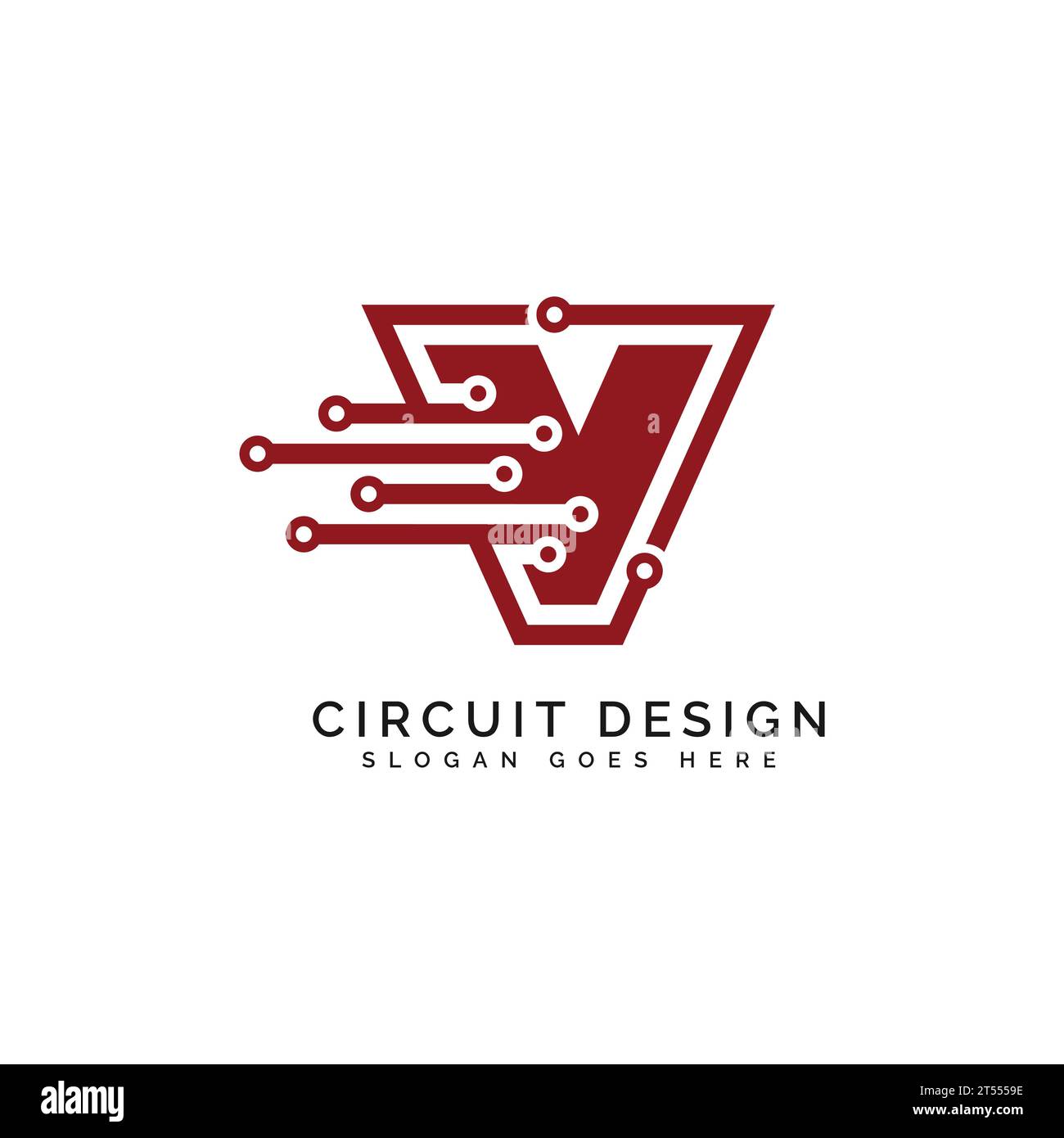Letter V logo, Circuit shape symbol, Technology and digital abstract ...
