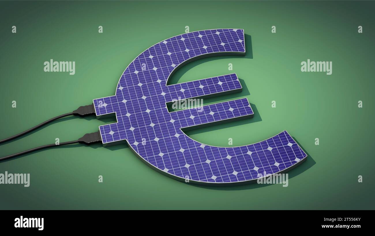 Euro symbol with solar panel Stock Photo - Alamy