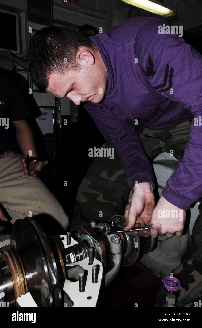 fuel pump, maintenance, pump room, Sailor, USS Nimitz (CVN 68 Stock ...