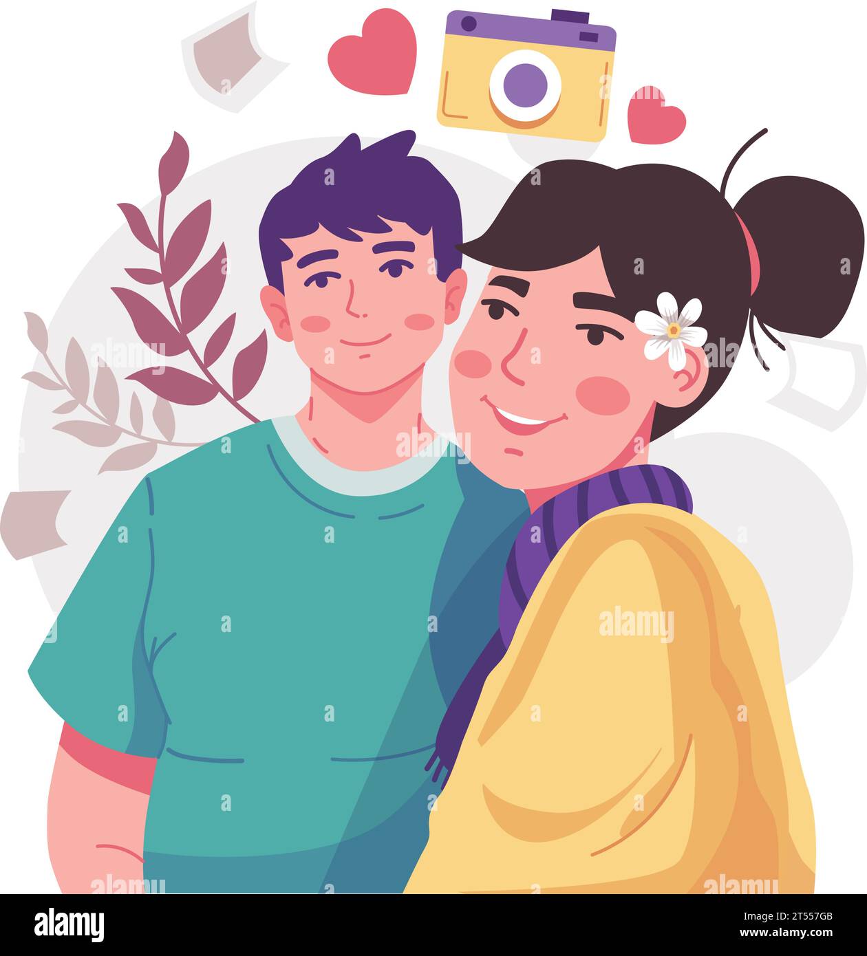 Romantic Lovers Are Taking Selfie Together Vector Image Stock Vector