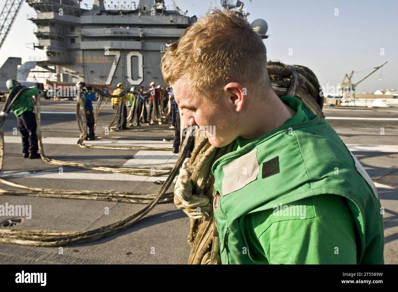 green shirt, navy, people, Safety, U.S. Navy, USS Carl Vinson (CVN 70 ...
