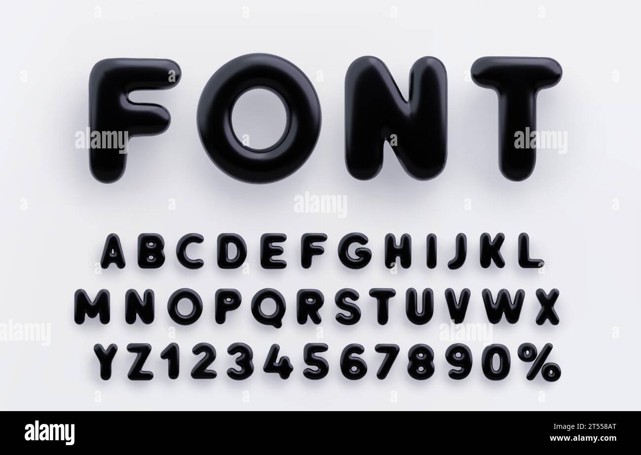 3D Black alphabet with numbers on a white background Stock Vector Image ...
