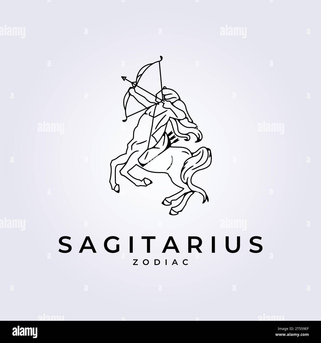 Sagittarius line horoscope iconic logo Royalty Free Vector Stock Vector ...