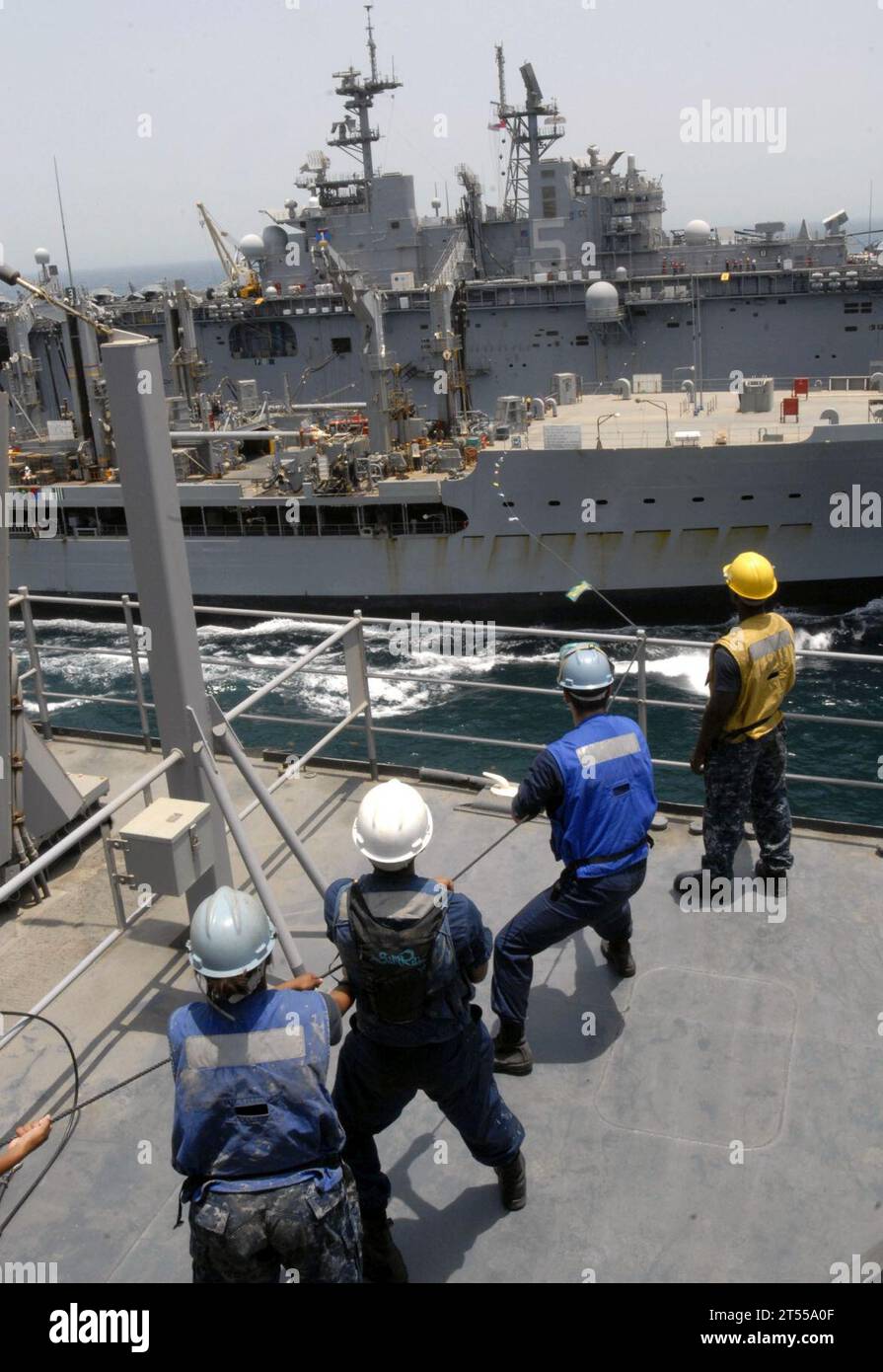 Gulf of Aden, REPLENISHMENT AT SEA, USNS Leroy Grumman (T-AO 195), USS ...