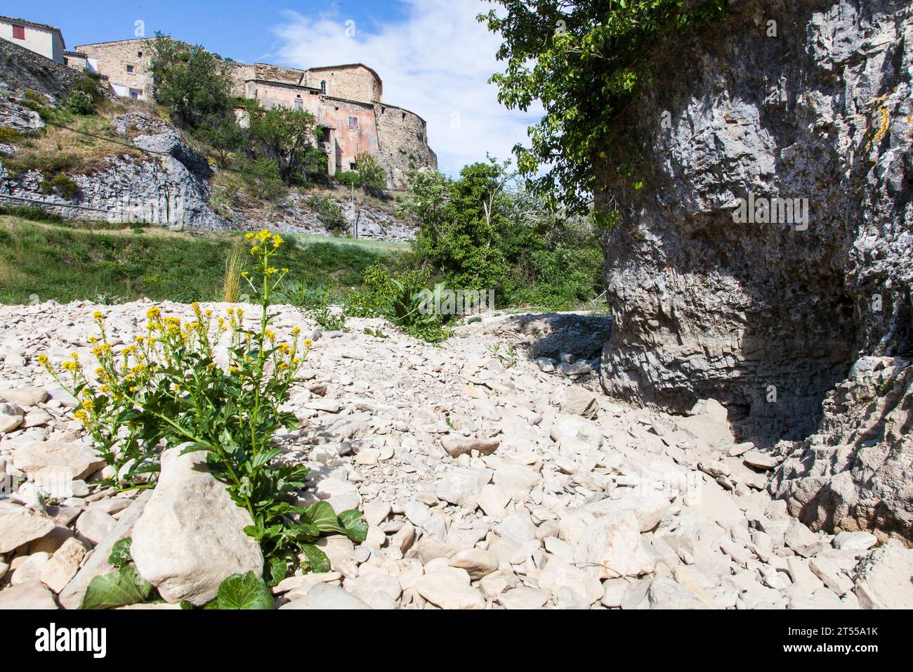The Rocher d'Ongles and a dry river. Luberon Regional Nature Park ...