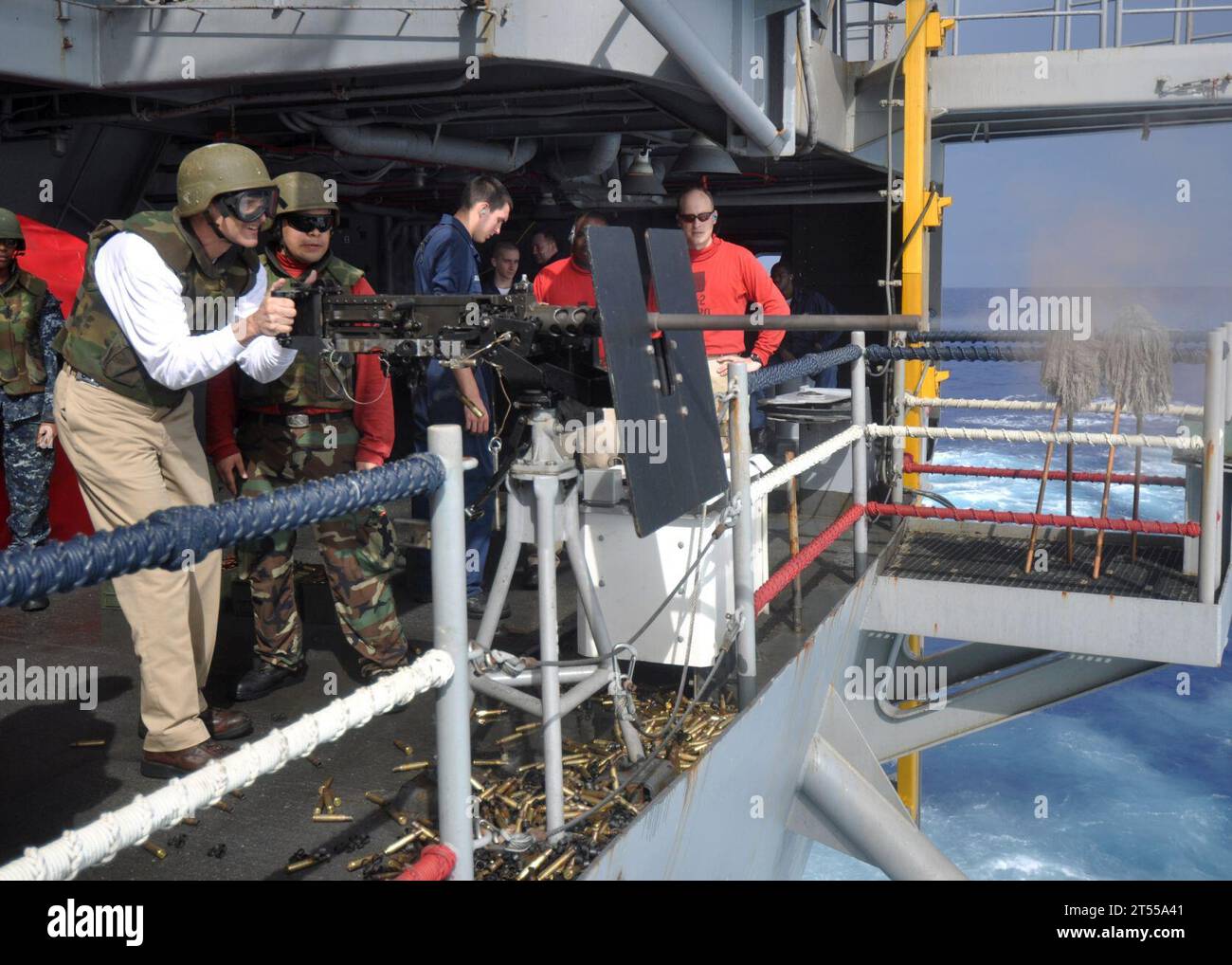 Gun shoot, M2 .50-caliber machine gun, people, training, USS George ...