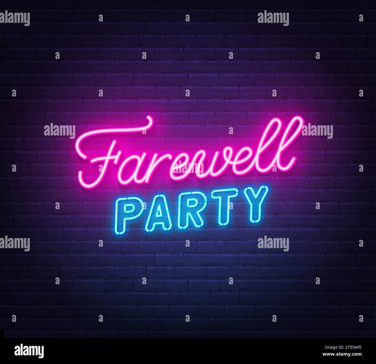Farewell party neon lettering on brick wall background Stock Vector ...