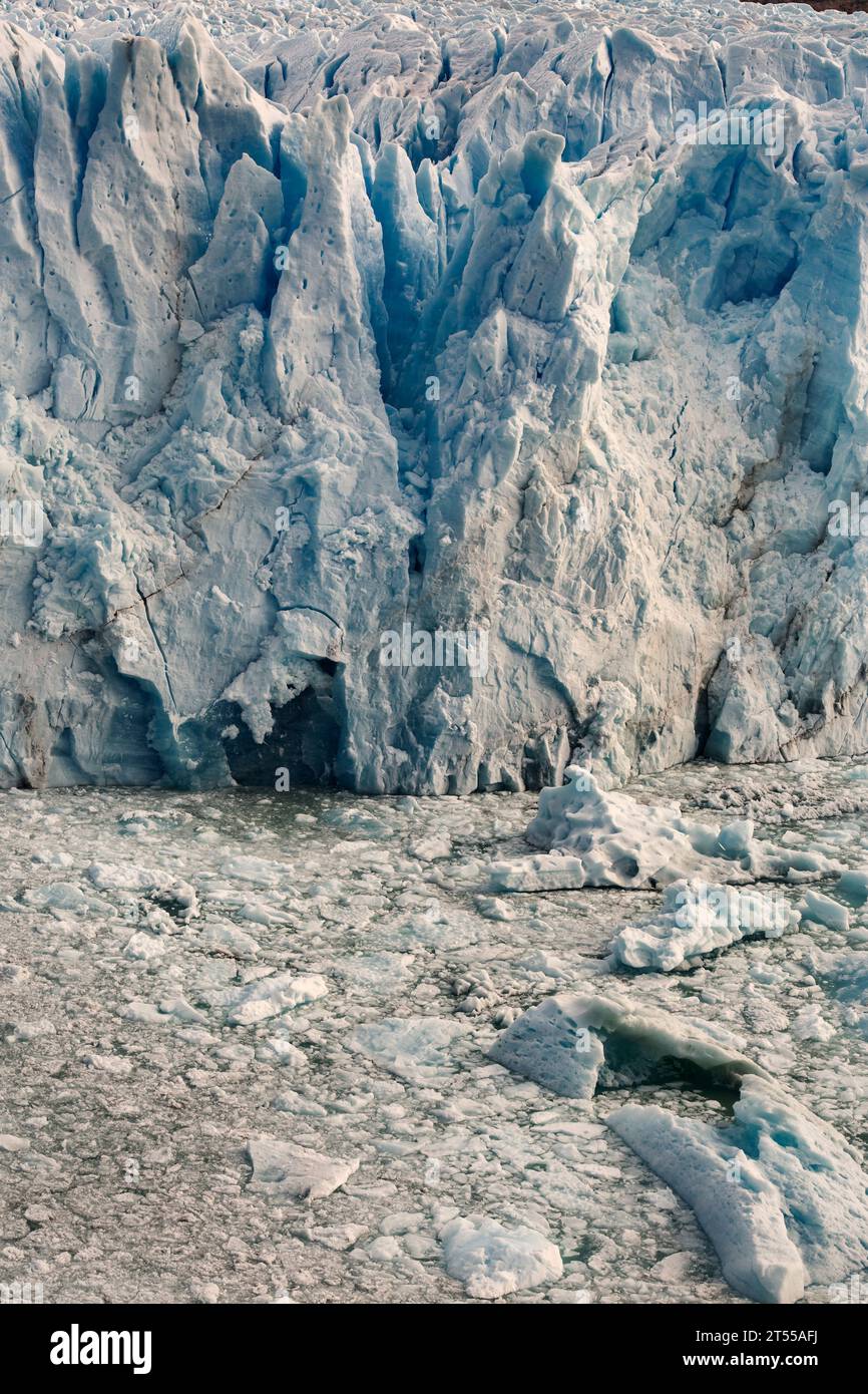 Cracks and textures of Perito Moreno Glacier and detached ice blocks ...
