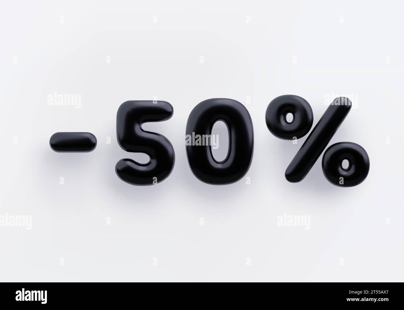 Black 3D discount sign minus 50 percent on a white background Stock ...