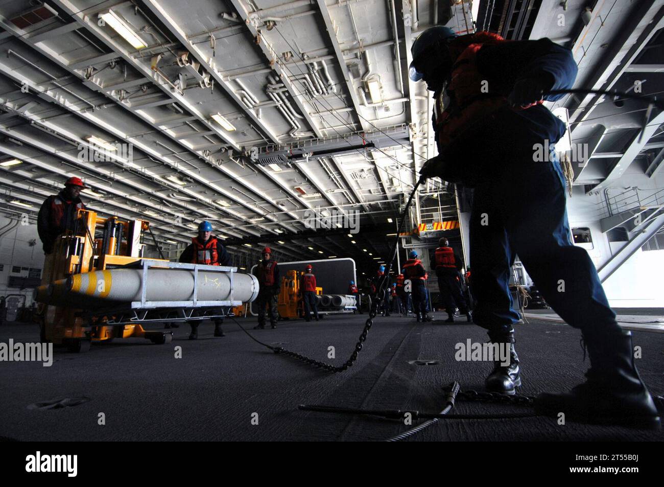 HANGAR BAY, Nimitz-class aircraft carrier USS Harry S. Truman (CVN 75 ...