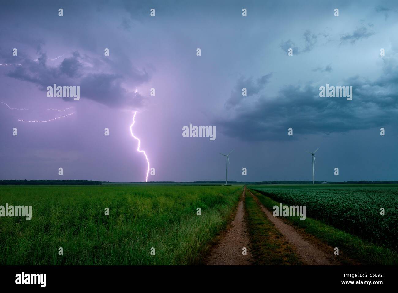 Spring thunderstorm over the Beauce, lightning of positive polarity ...