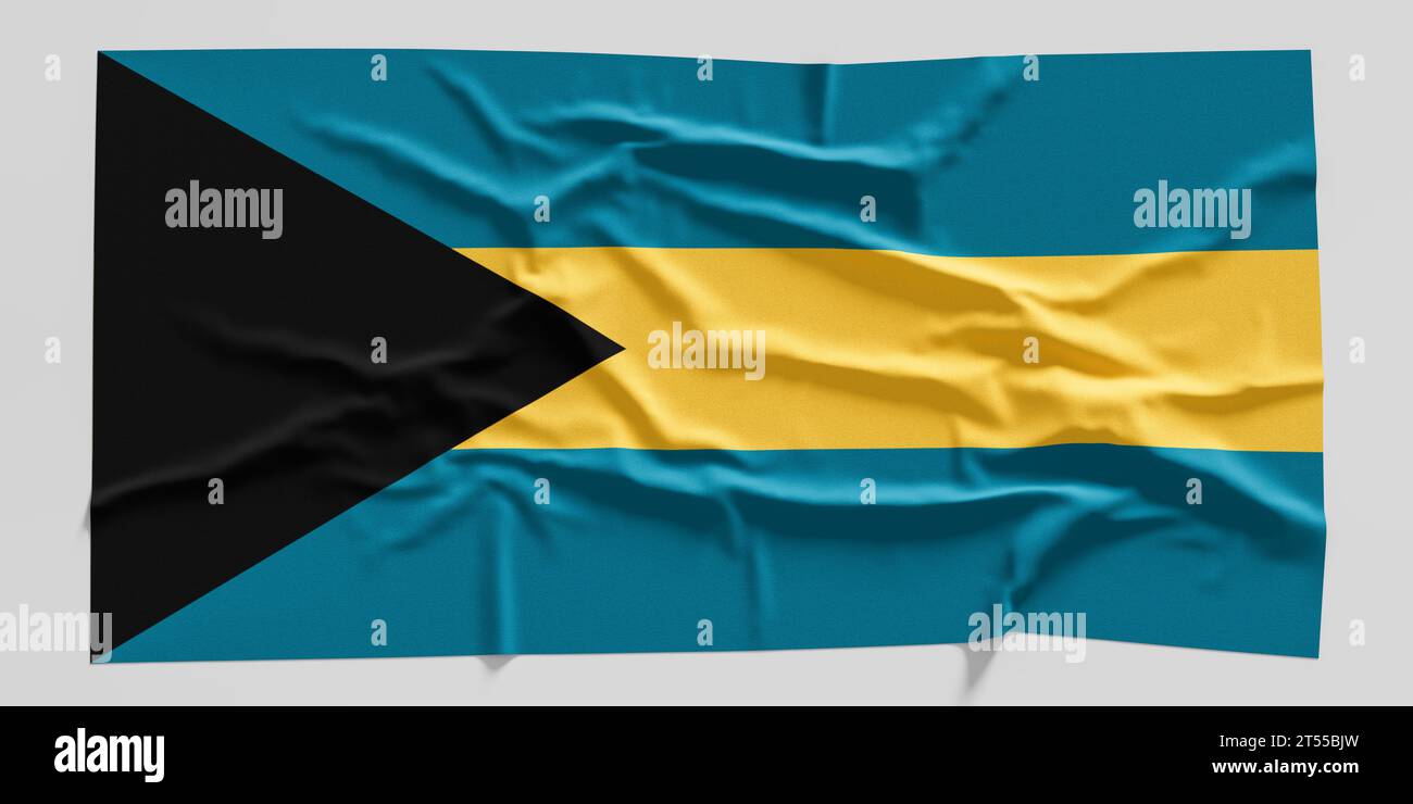 Flag Of Bahamas Fabric Textured Bahamas Flag Isolated On White