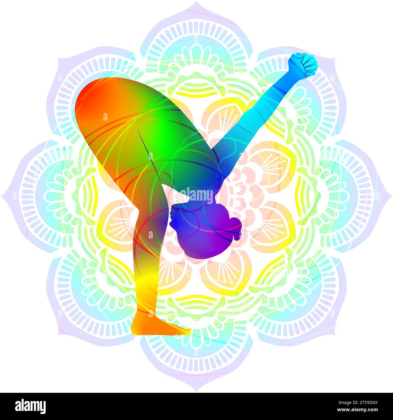 Colorful silhouette of Uttanasana. Standing Forward Bend with Shoulder ...