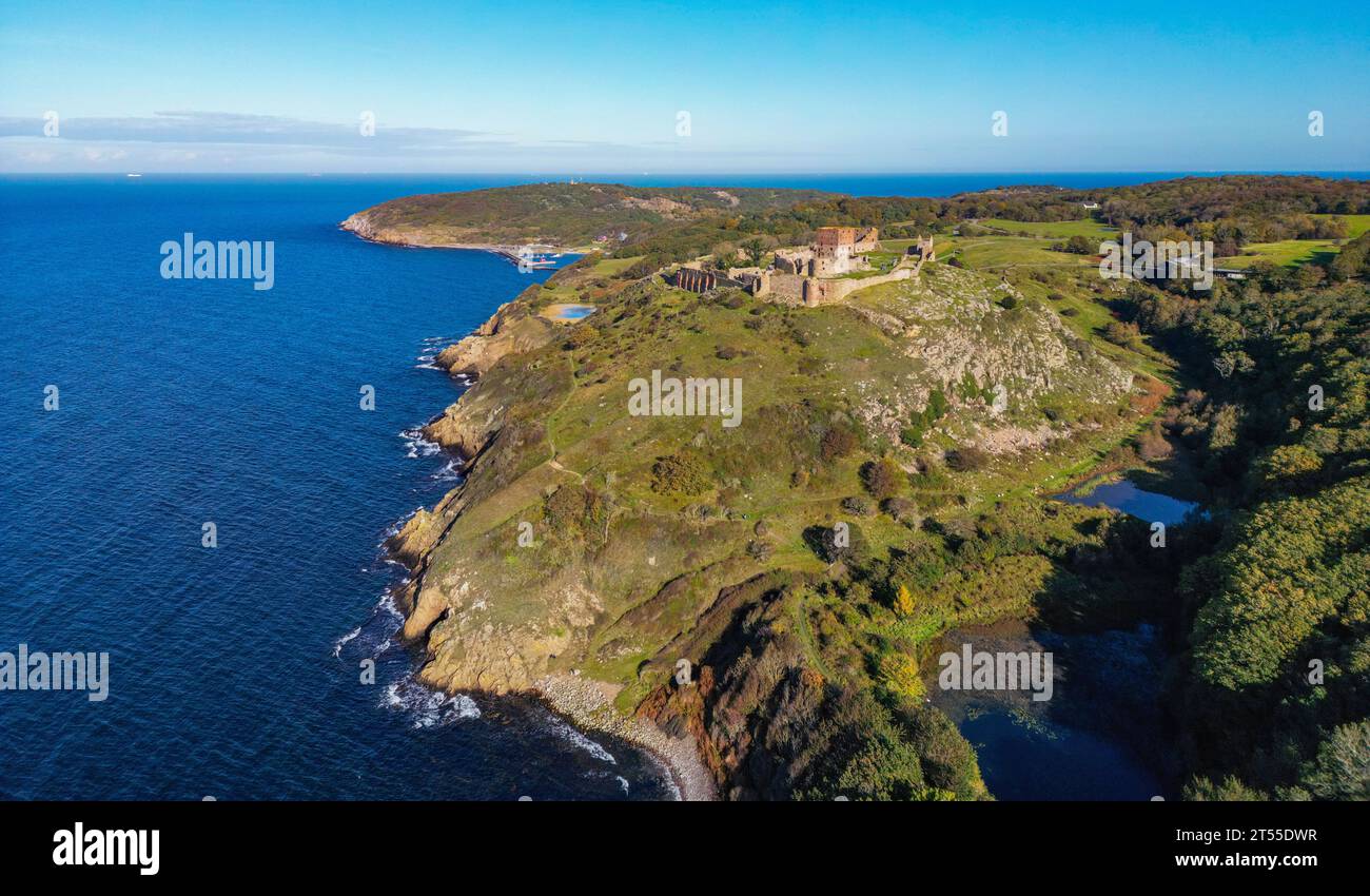 23 October 2023, Denmark, Vang: View of the ruins of the medieval ...