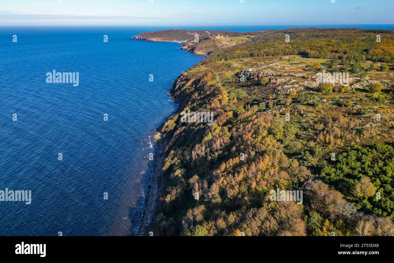 23 October 2023, Denmark, Vang: View of the ruins of the medieval ...