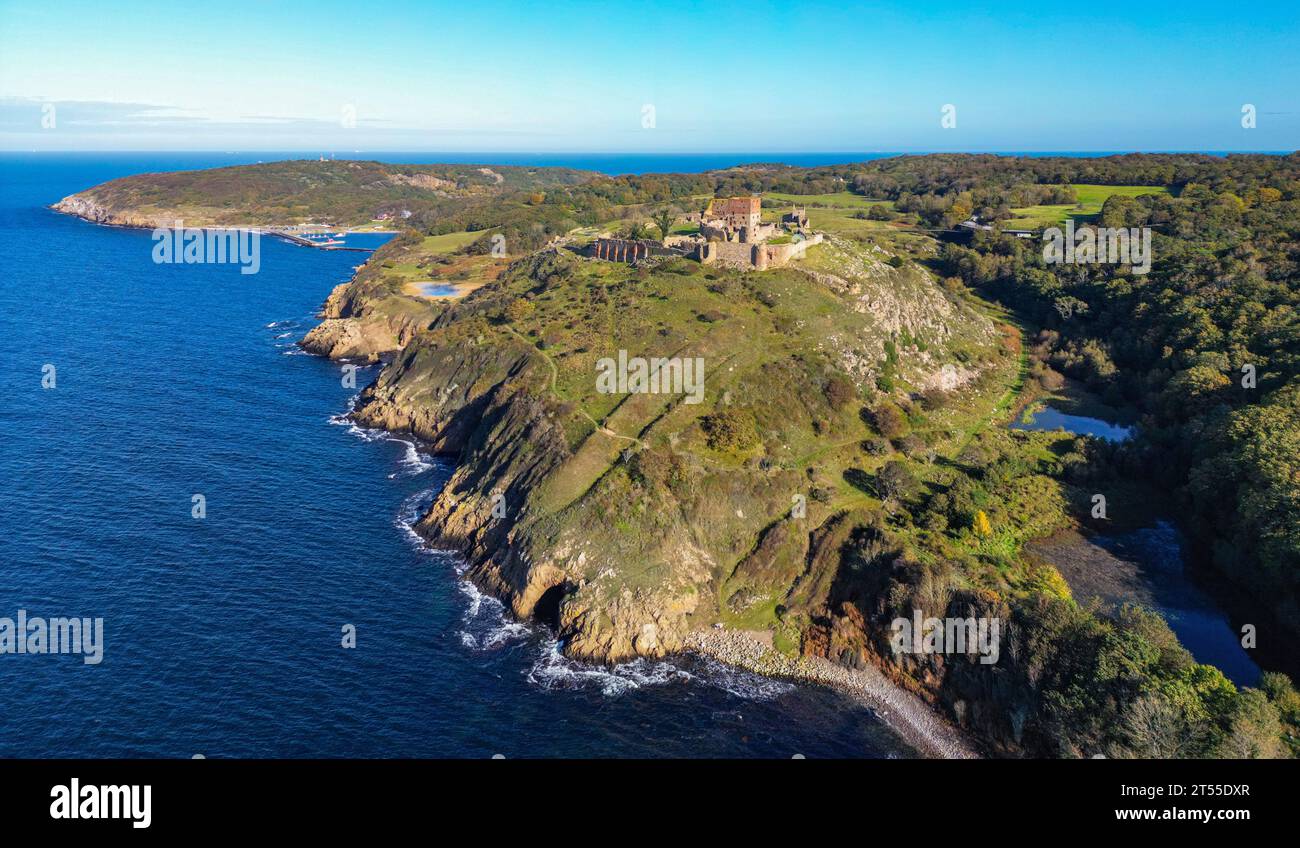 23 October 2023, Denmark, Vang: View of the ruins of the medieval ...