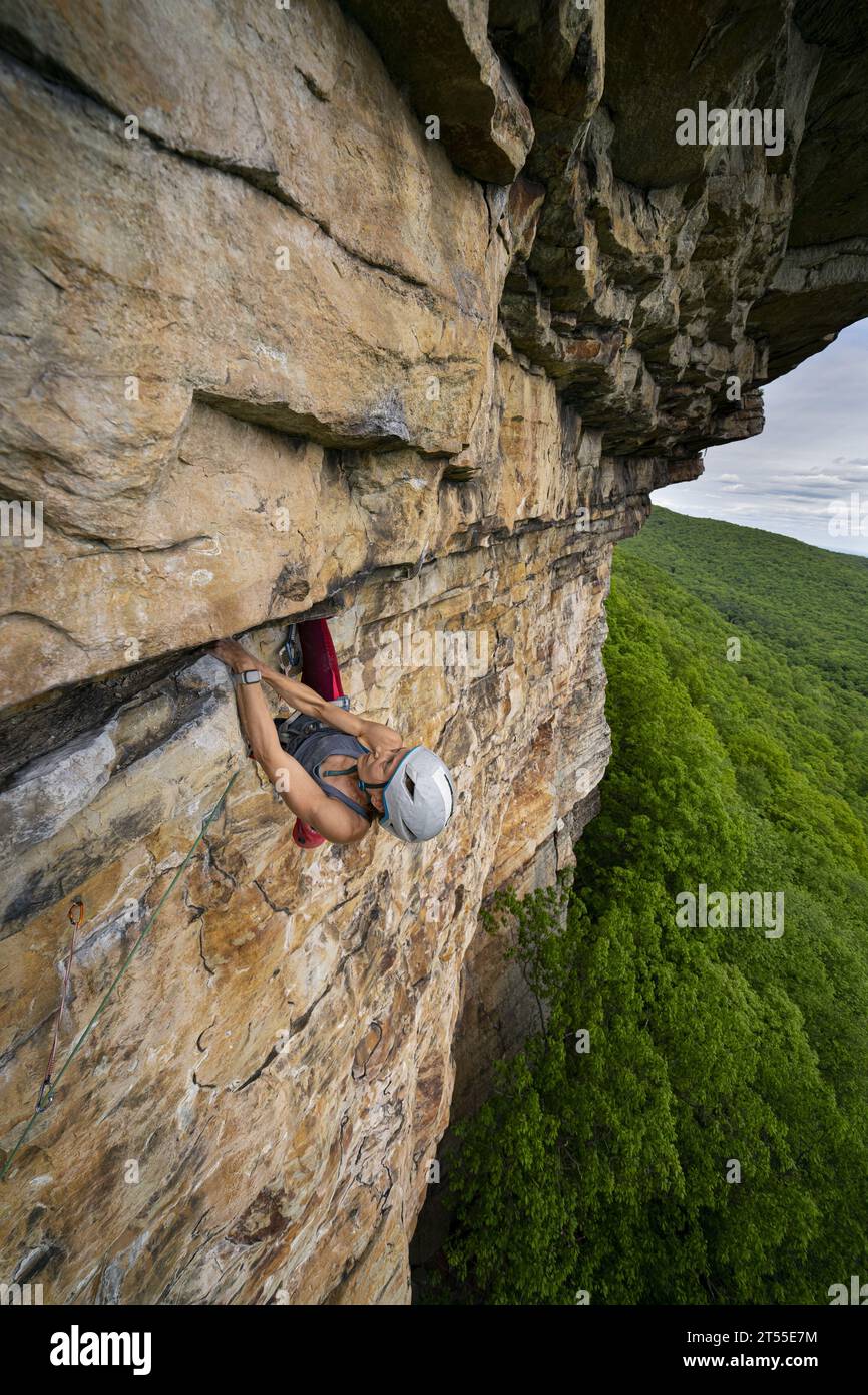 Female Traditional Rock Climbing Gunks NY USA Stock Photo - Alamy
