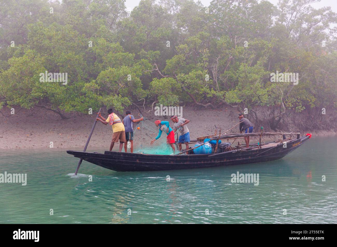 Local fishing boat on a Sunderbans inlet, Sunderbans, Ganges Delta, Bay ...