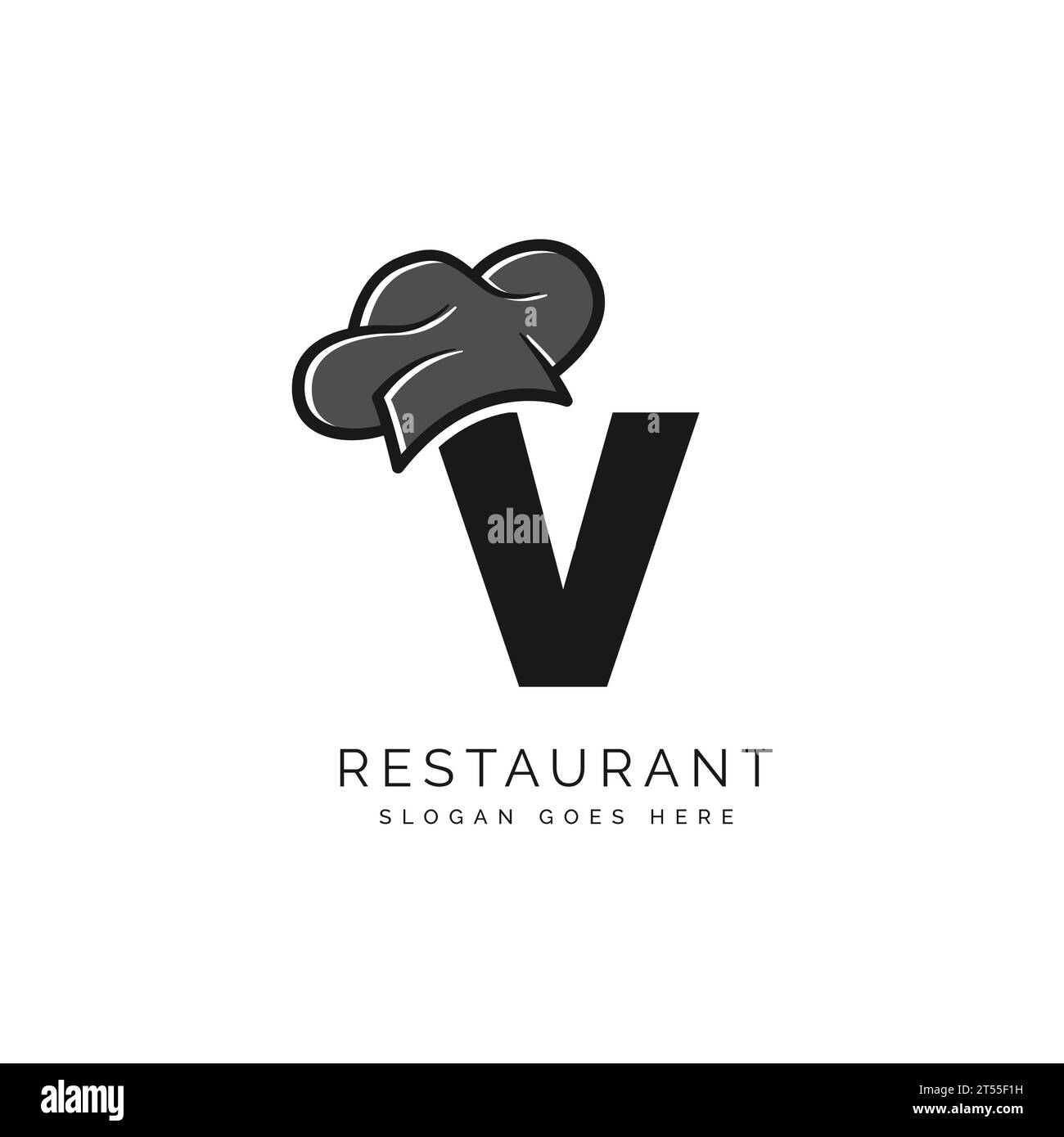 Letter V logo with chef's hat for a restaurant. Alphabet V Concept ...