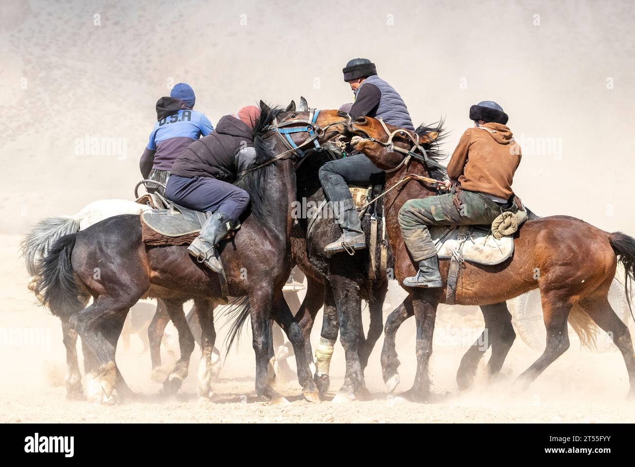 Riders at a game of Kok-boru (or Ulak-tartish or Buzkachi), Central ...