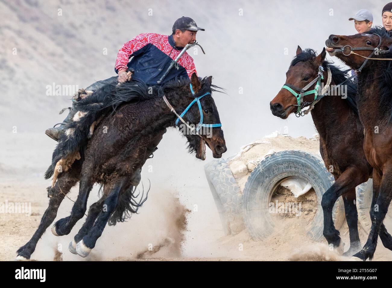 Riders at a game of Kok-boru (or Ulak-tartish or Buzkachi), Central ...