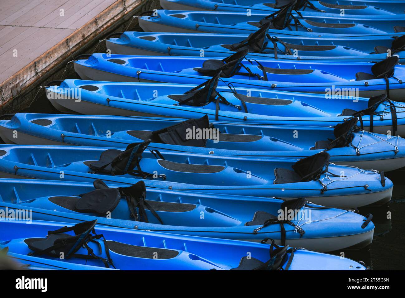 Blue Kayak on a lake in Matka Canyon Stock Photo - Alamy