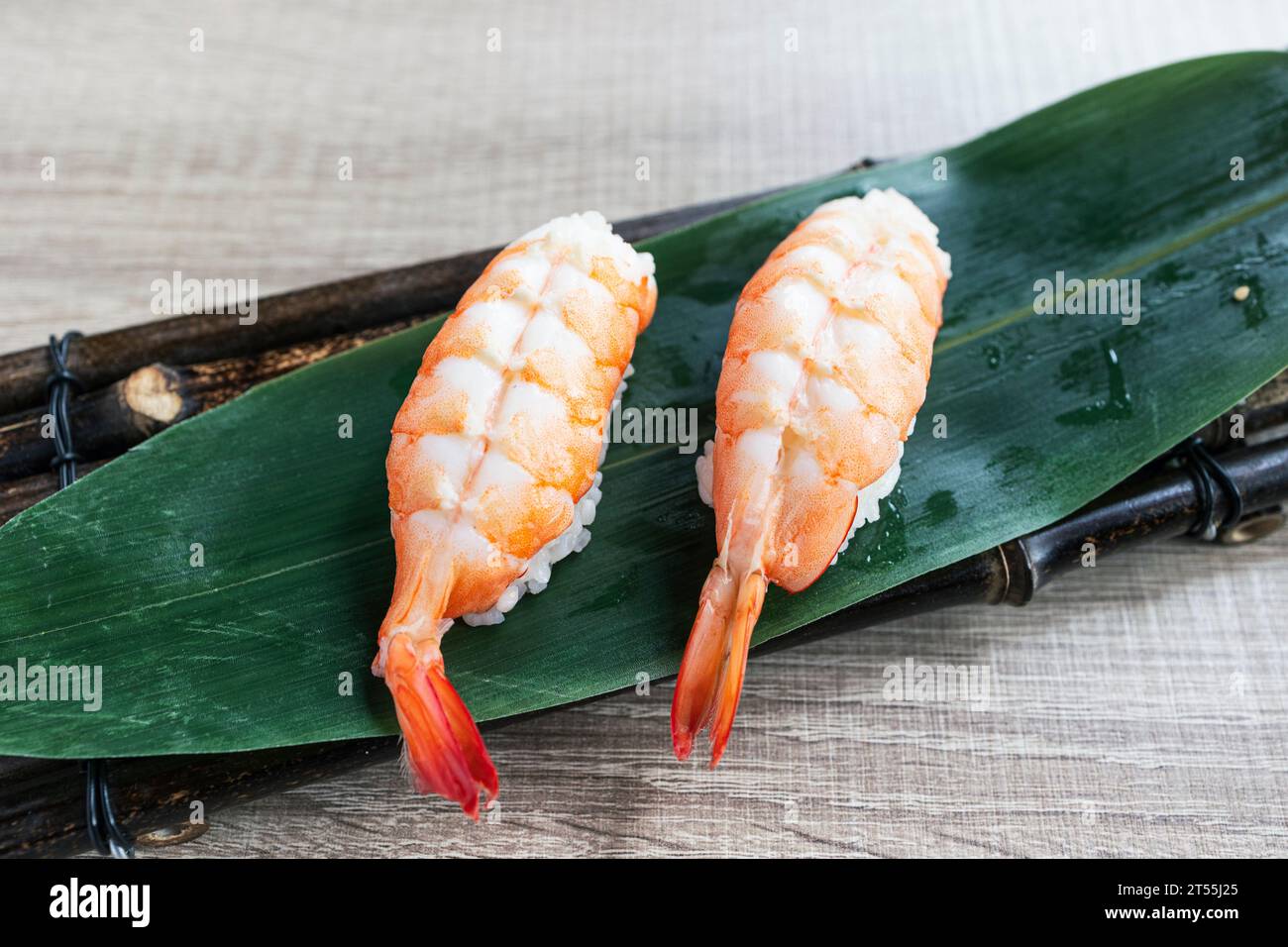 Delicious Ama Ebi Shrimp Nigiri Sushi .Traditional Japanese cuisine ...