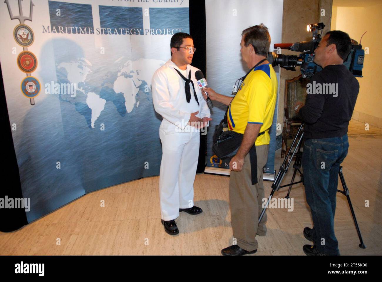 interview, maritime strategy, miami, Sailor, Univision Stock Photo - Alamy