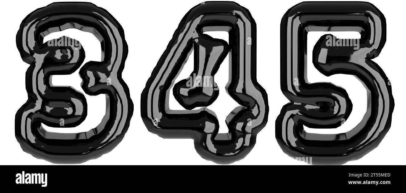 Inflated glossy black mathematics 3 symbol illustration. 3D render of ...