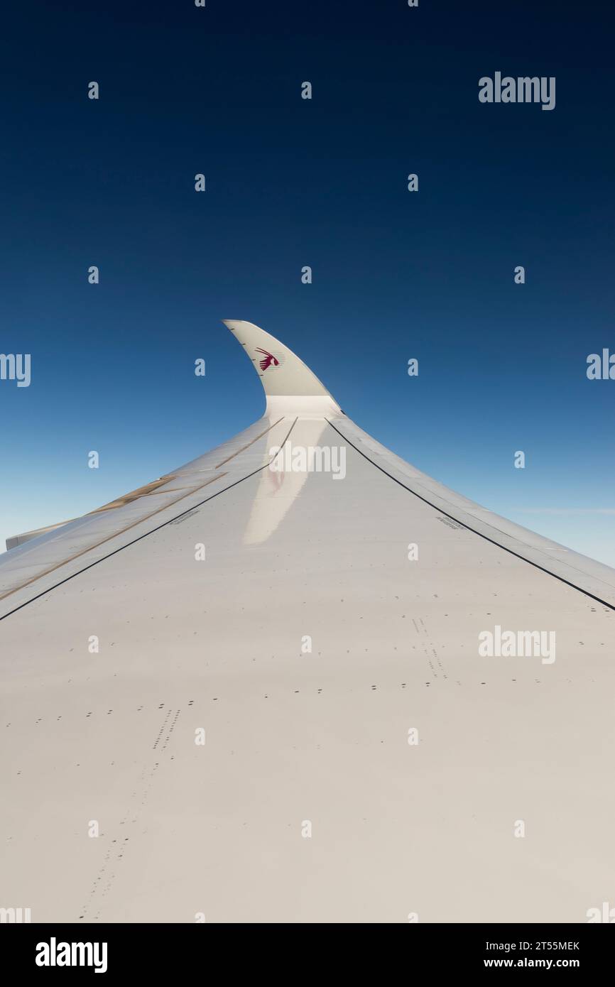 Qatar Airways A350 Wing tip Stock Photo - Alamy
