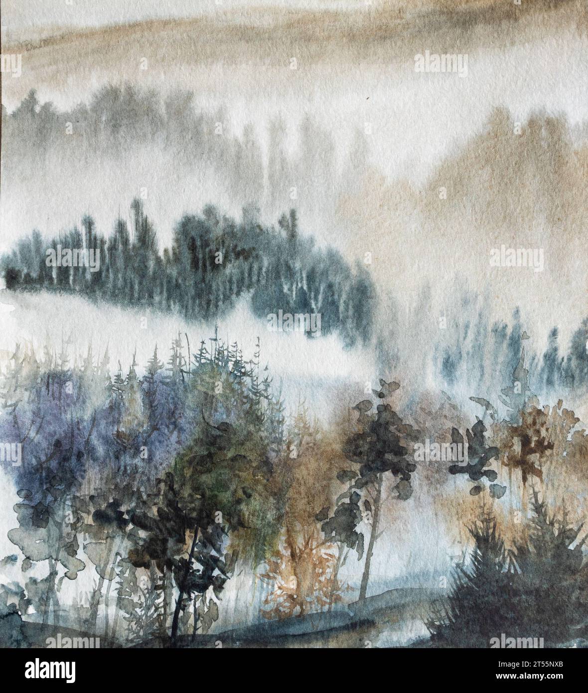 Bright color hand drawn watercolour sketch drawing on paper texture ...