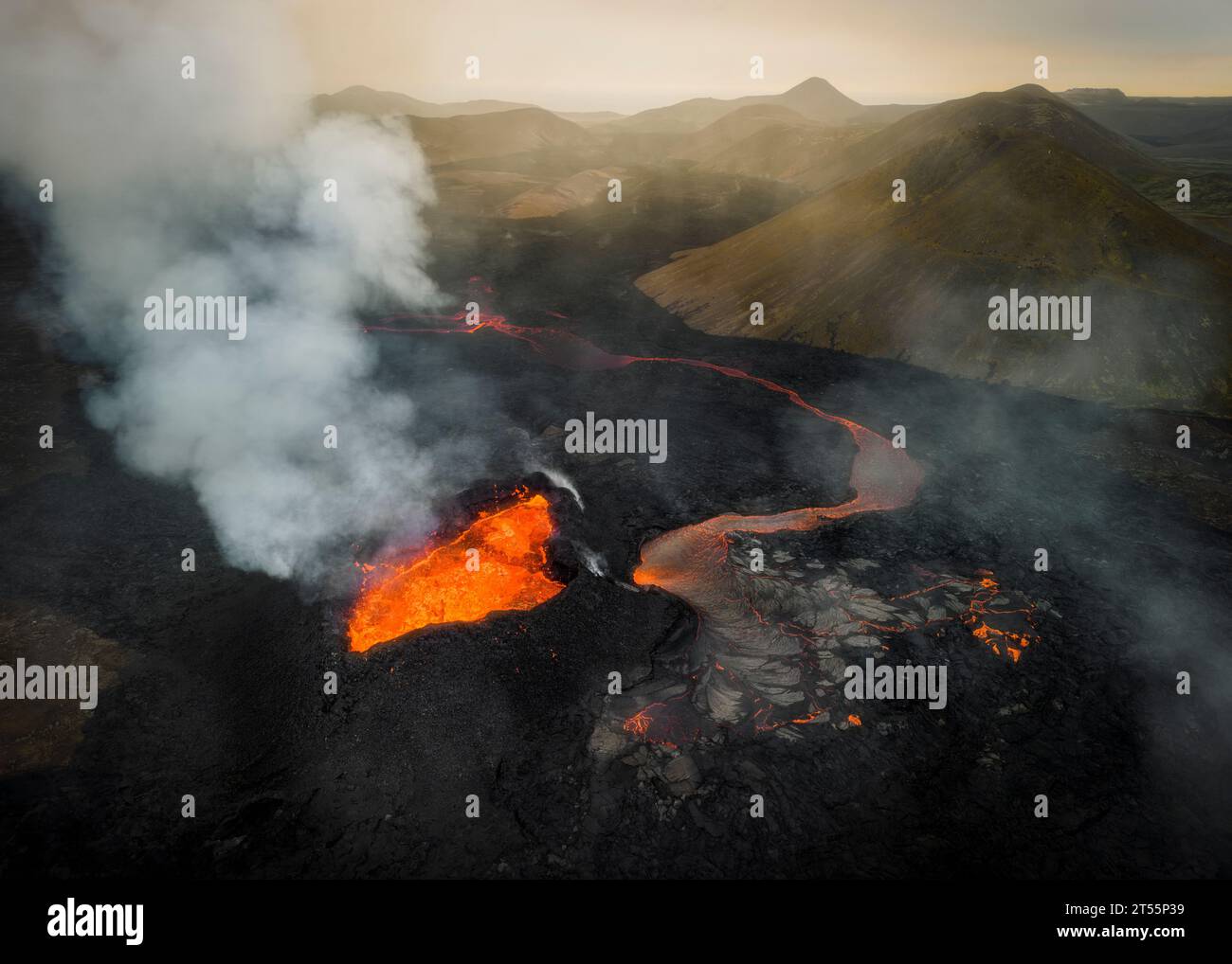 Drone lava erupting fagradalsfjall volcano hi-res stock photography and ...