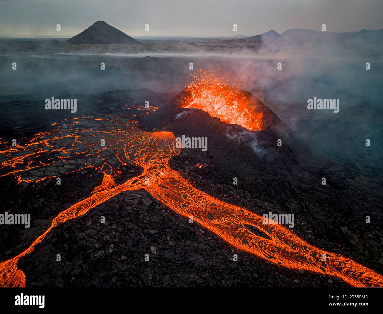 Drone aerial photo of Icelands 2023 Iceland Volcano Eruption Stock ...