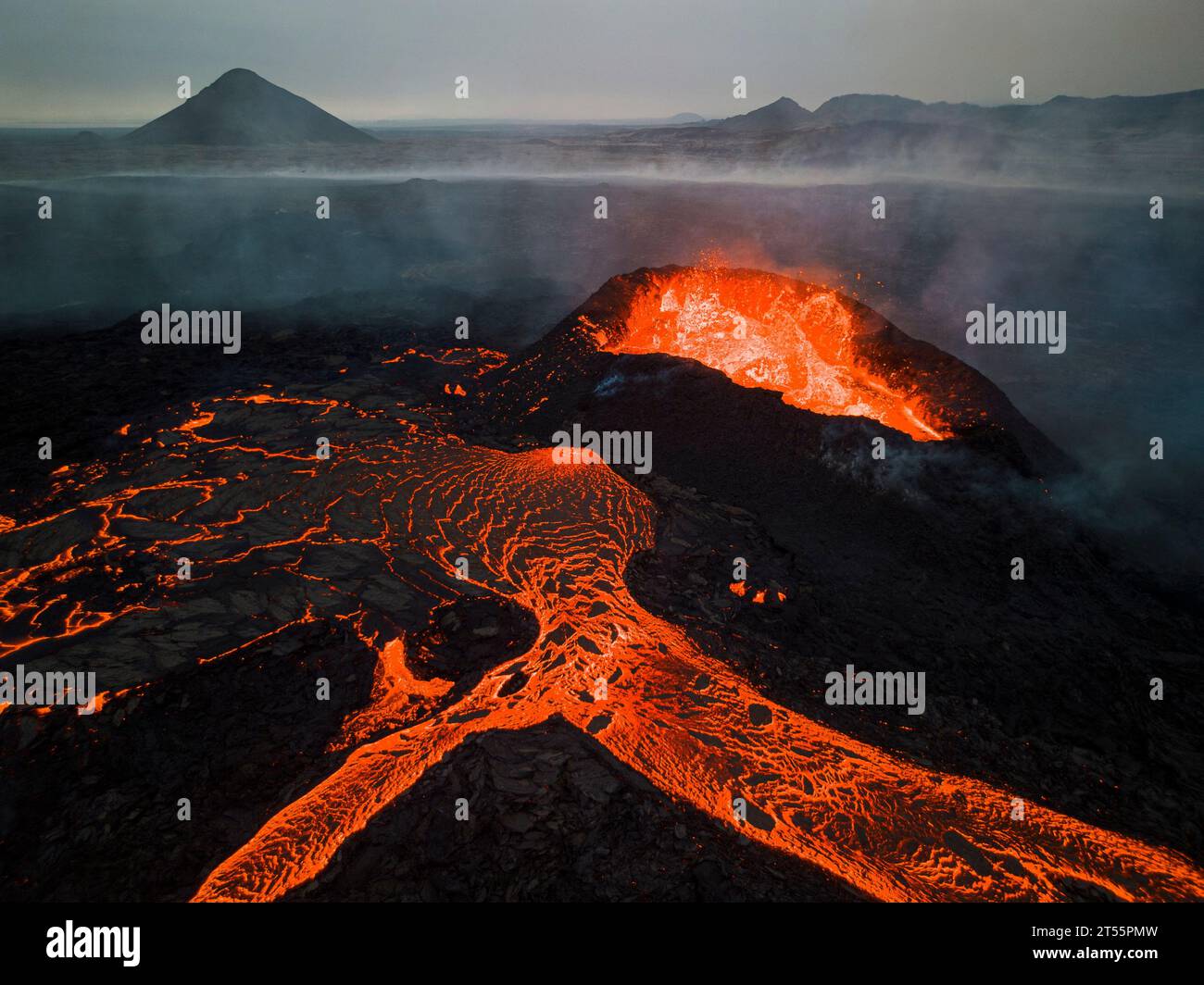Drone aerial photo of Icelands 2023 Iceland Volcano Eruption Stock ...