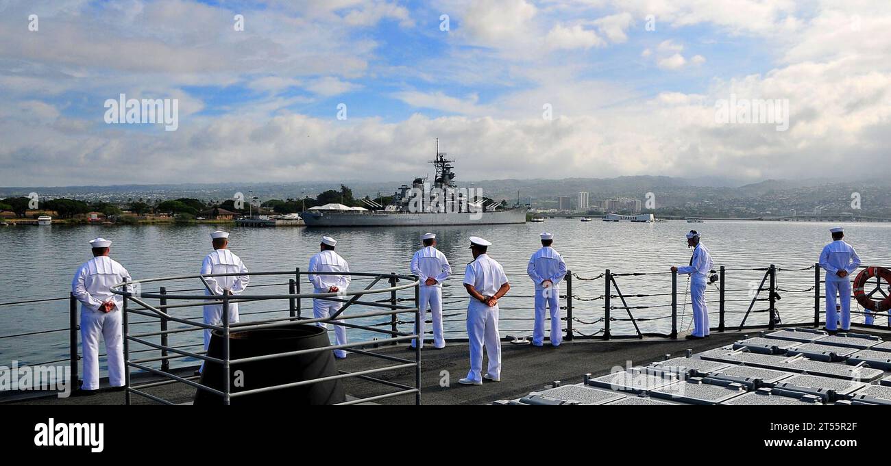 Lake Champlain, manning the rails, navy, people, Sailors Stock Photo ...